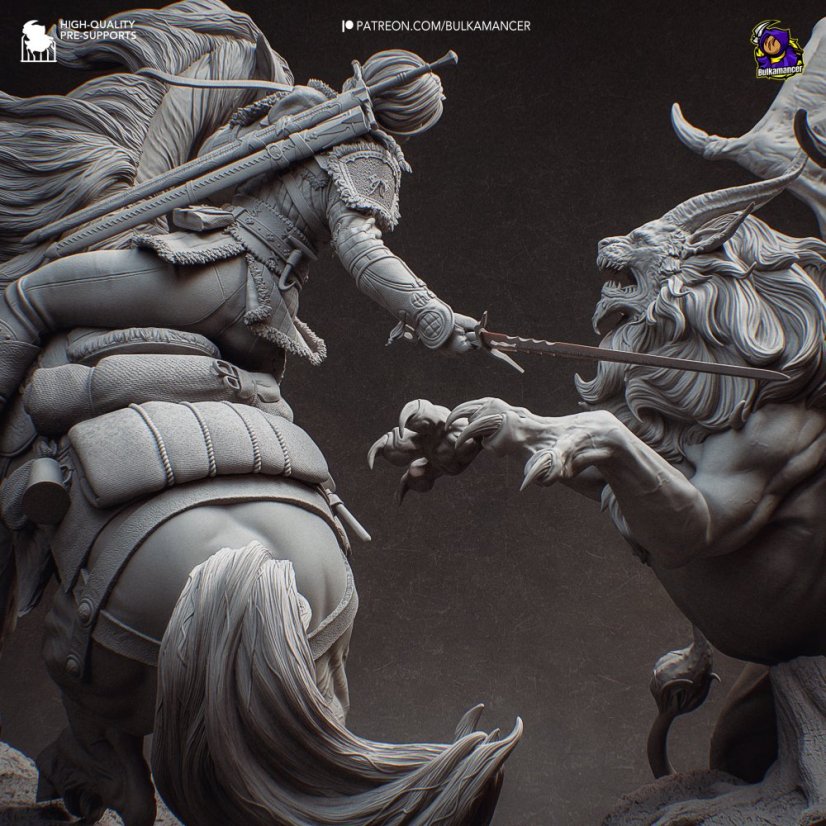 Ciri vs Manticore | The Witcher :: Figuráriumfigurka, soška, 3d tisk